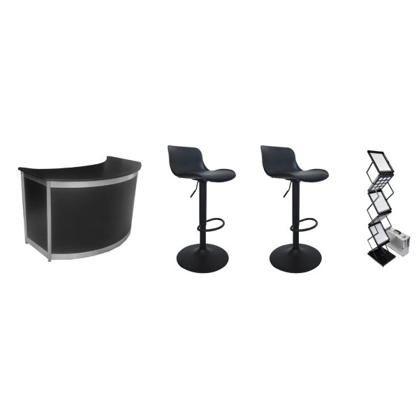 Premium Curved Counter Combo Black | Exhibition & Display Services