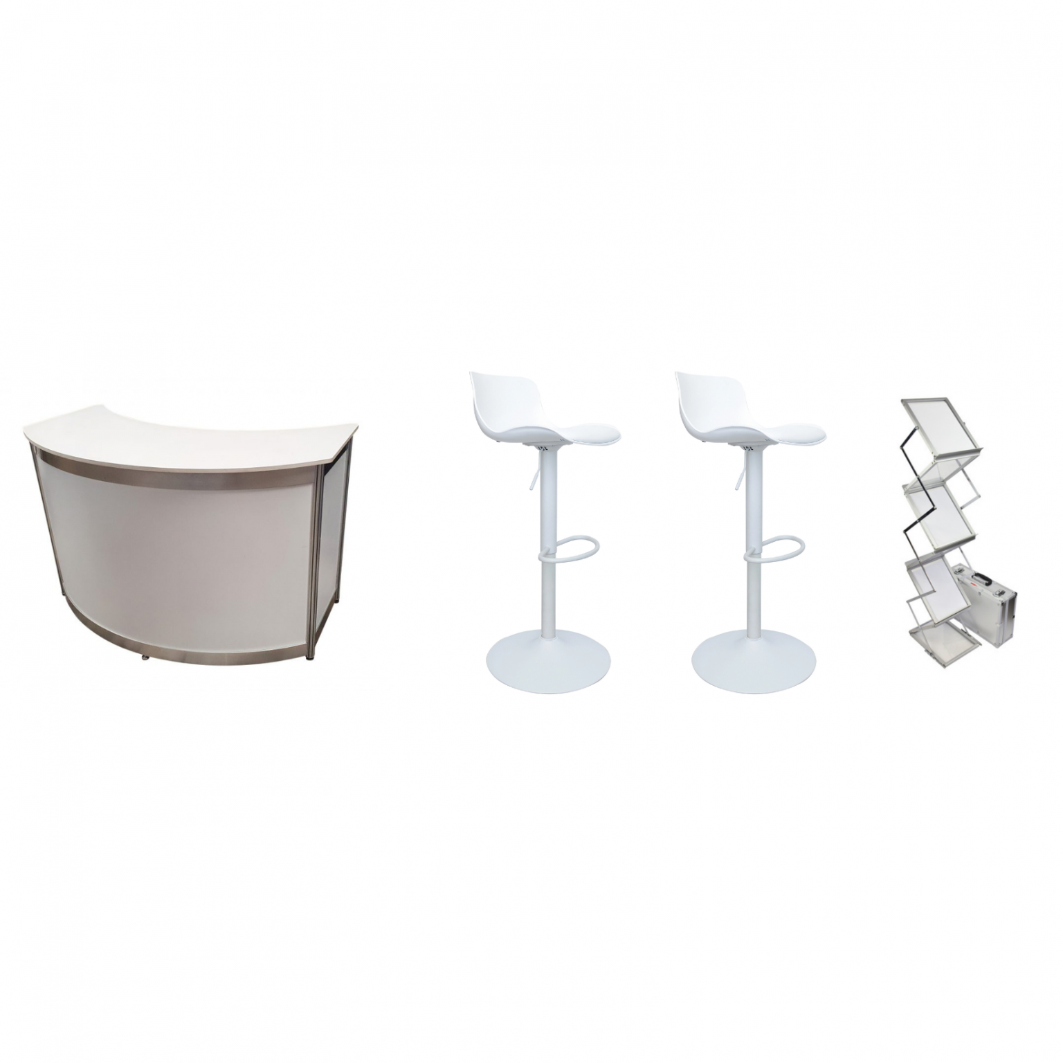Premium Curved Counter Combo White | Exhibition & Display Services
